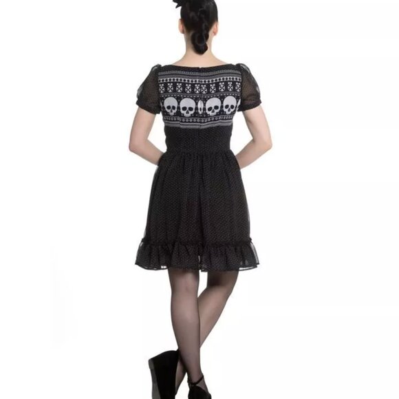 Hell Bunny | Dresses | Modcloth X Hell Bunny Happy Skullidays Polka Dot Fair Isle Skull Dress ...